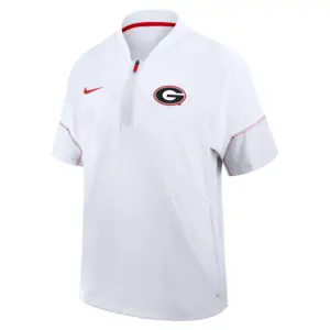 Nike Georgia Sideline Coach College 1/2-zip Short-sleeve Hooded Jacket - White