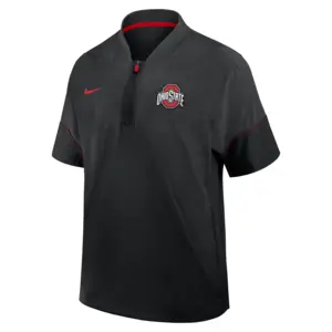 Nike Ohio State Sideline Coach College 1/2-zip Short-sleeve Hooded Jacket - Black