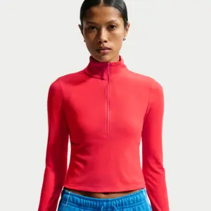 Nike Sportswear Chill Knit Quarter-zip Long-sleeve Ribbed Top - Red