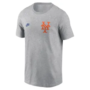Nike New York Mets Cooperstown 2-hit Large Logo Mlb T-shirt - Grey