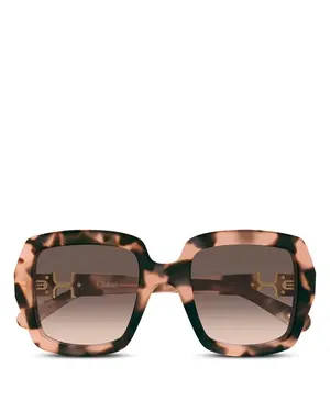 Chloé Rectangular Sunglasses, 52mm