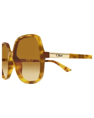 Chloé Geometric Sunglasses, 55mm - Havana/brown
