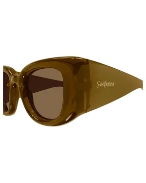 Saint Laurent Howl Rectangular Sunglasses, 61mm - Brown