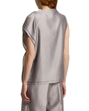 Peserico One Sleeve Blouse - Gray