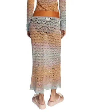 Anna Sui Ombre Space Dye Crochet Maxi Skirt