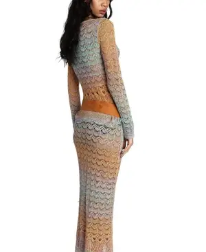 Anna Sui Ombre Space Dye Crochet Maxi Skirt