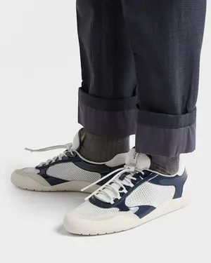 Prada Speedrock Patent Leather And Mesh Sneakers - Blue