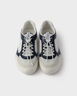 Prada Speedrock Patent Leather And Mesh Sneakers - Blue