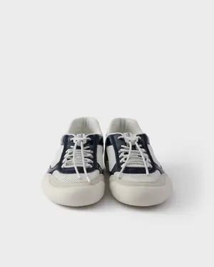 Prada Speedrock Patent Leather And Mesh Sneakers - Blue