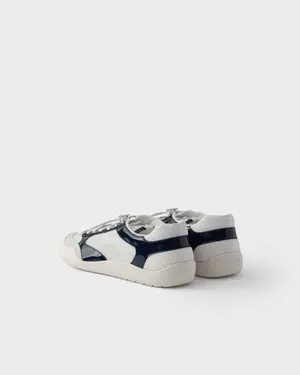 Prada Speedrock Patent Leather And Mesh Sneakers - Blue