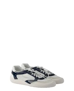 Prada Speedrock Patent Leather And Mesh Sneakers - Blue