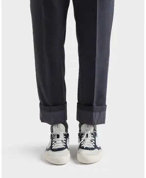 Prada Speedrock Patent Leather And Mesh Sneakers - Blue