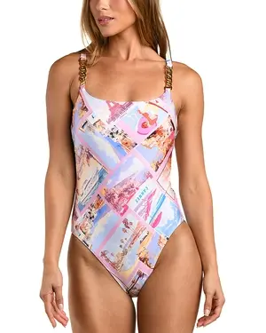 L'Agence Remi Postcard Print One Piece Swimsuit - Multi