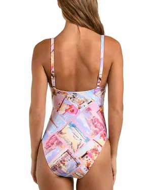 L'Agence Remi Postcard Print One Piece Swimsuit - Multi