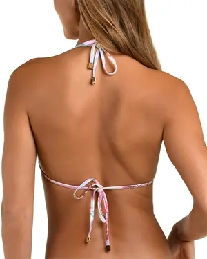 L'Agence Kristin Postcard Print Tri Slider Bikini Top - Multi