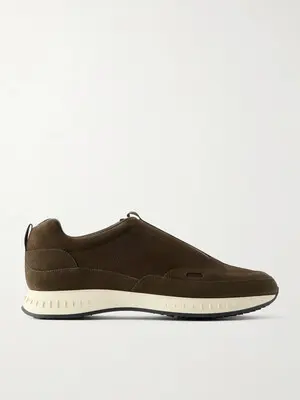 John Lobb Elastic Stream Suede Sneakers - Green