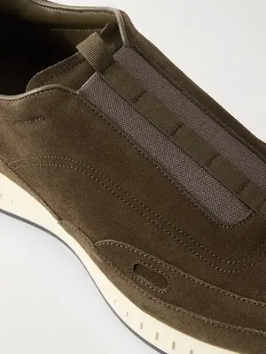 John Lobb Elastic Stream Suede Sneakers - Green