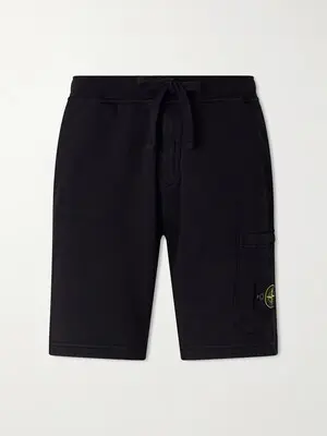 Stone Island Straight-leg Cotton-jersey Drawstring Shorts - Black