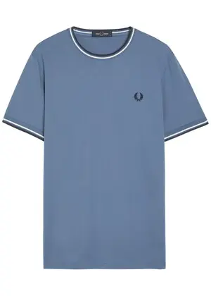 Fred Perry Logo-embroidered Cotton T-shirt - Blue