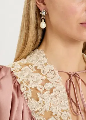 Valentino Garavani Vlogo Swarovski Pearl-embellished Earrings