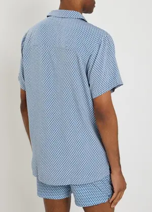 BOSS Beach Patterned Woven Shirt - Blue