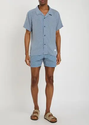 BOSS Beach Patterned Woven Shirt - Blue