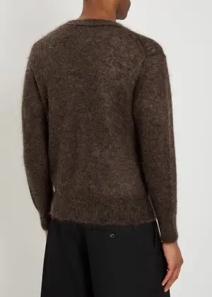 VOWELS V-neck Mohair-blend Cardigan - Brown
