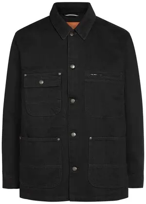 VOWELS Patch Pocket Denim Jacket - Black