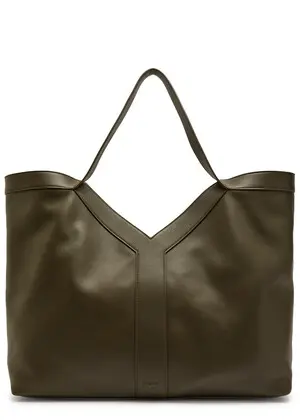 Saint Laurent Leather Tote Bag - Dark Brown