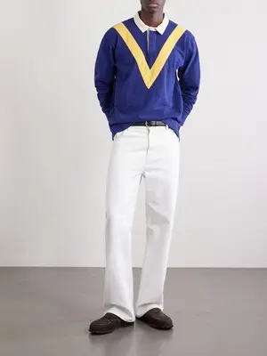 DRAKE'S Chevron Flame Cotton-jersey Rugby Shirt - Blue