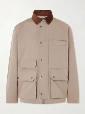 FRIZMWORKS Royal Hunting Corduroy-trimmed Cotton-blend Jacket - Neutrals
