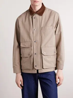 FRIZMWORKS Royal Hunting Corduroy-trimmed Cotton-blend Jacket - Neutrals
