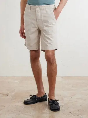 Hartford Fatigue Straight-leg Herringbone Cotton Shorts