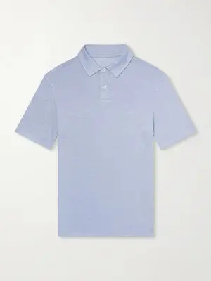 Hartford Knitted Linen Polo Shirt - Blue