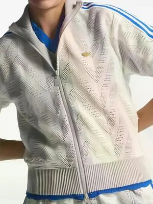 Adidas Open-knit Striped Sweatshirt - Grey