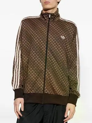 Adidas Firebird Pattern Zipped Sweatshirt - Brown
