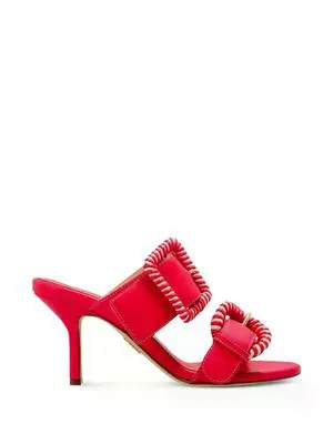 Rodo Buckle-strap Leather Mules - Red