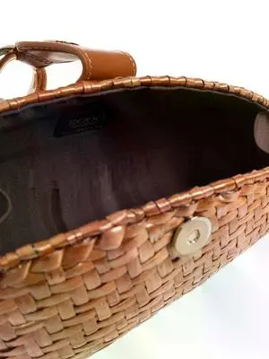 Rodo Raffia Clutch With Chain Detail