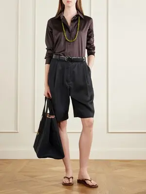 Rue De Verneuil Traversée Large Leather-trimmed Herringbone Canvas Tote
