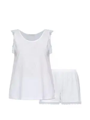 Hanro Scalloped-trim Sleeveless Pajama - White