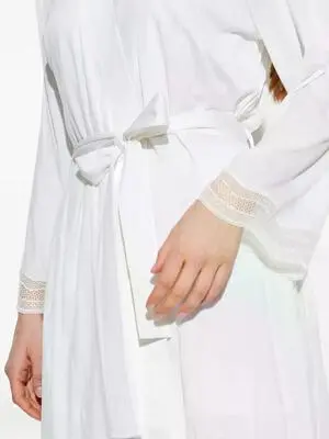 Hanro Lace-trim Belted Robe - White