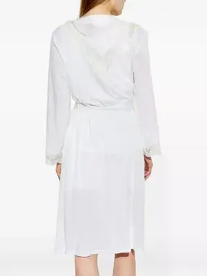 Hanro Lace-trim Belted Robe - White