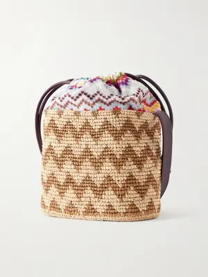 Missoni Small Striped Raffia Bucket Bag - Neutrals