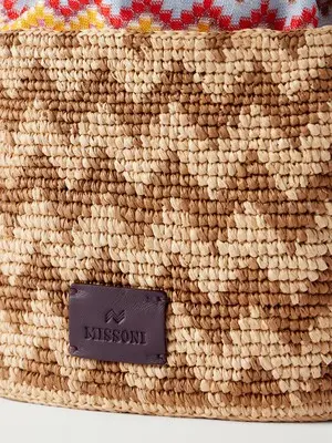 Missoni Small Striped Raffia Bucket Bag - Neutrals