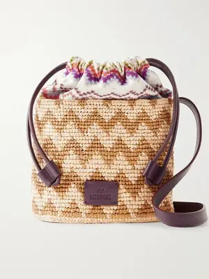 Missoni Small Striped Raffia Bucket Bag - Neutrals
