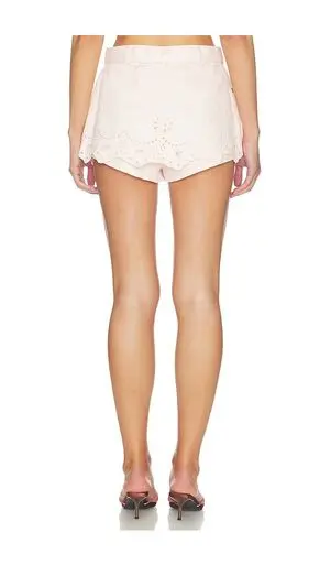 For Love & Lemons Heart Eyelet Denim Skort