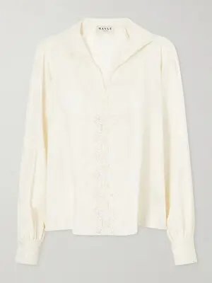 Maison Mayle Lula Lace-trimmed Silk Blouse