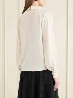 Maison Mayle Lula Lace-trimmed Silk Blouse