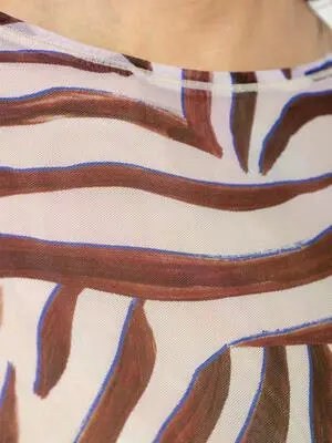 Bond Eye Mesh Zebra-print Top