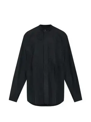 Issey Miyake Embroidered Collarless Shirt - Black